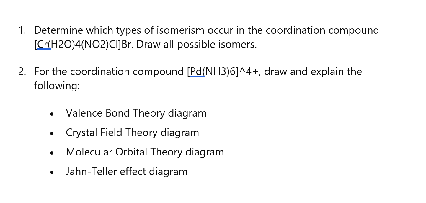 Solved -Determine which types of isomerism occur in the | Chegg.com