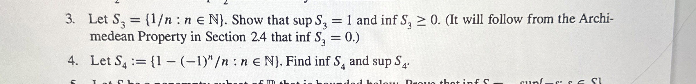 Solved Let S3={1n:ninN}. ﻿Show that supS3=1 ﻿and | Chegg.com