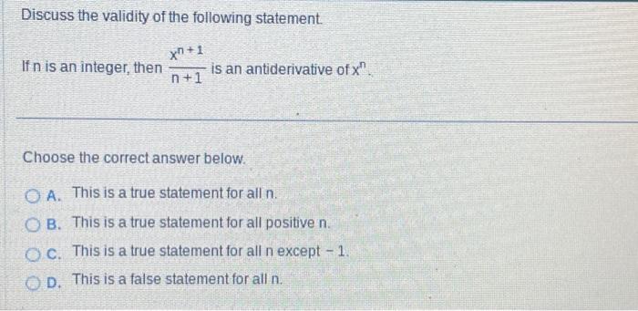 Solved Discuss the validity of the following statement. If n | Chegg.com