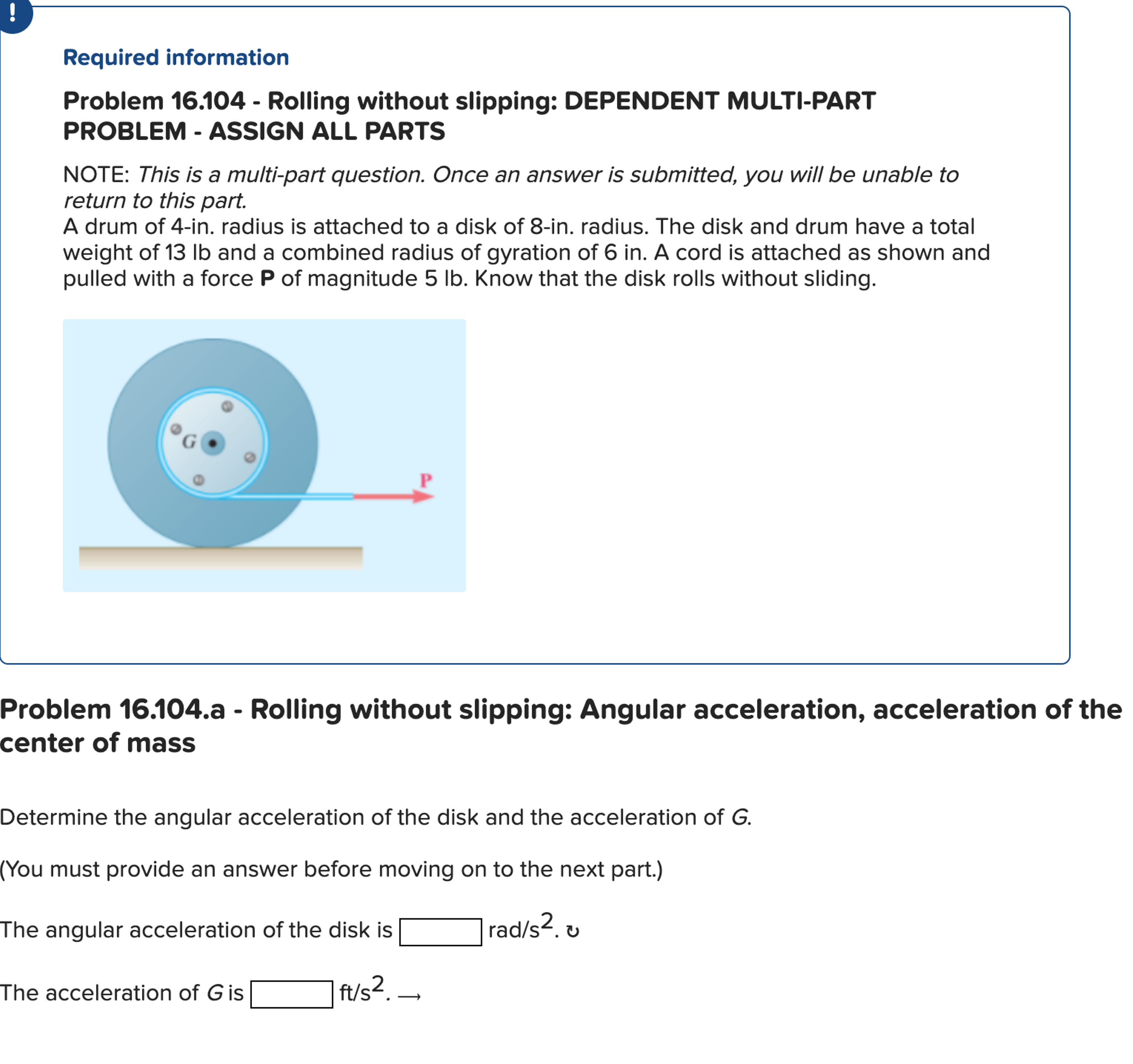 Solved Required informationProblem 16.104 - ﻿Rolling without | Chegg.com