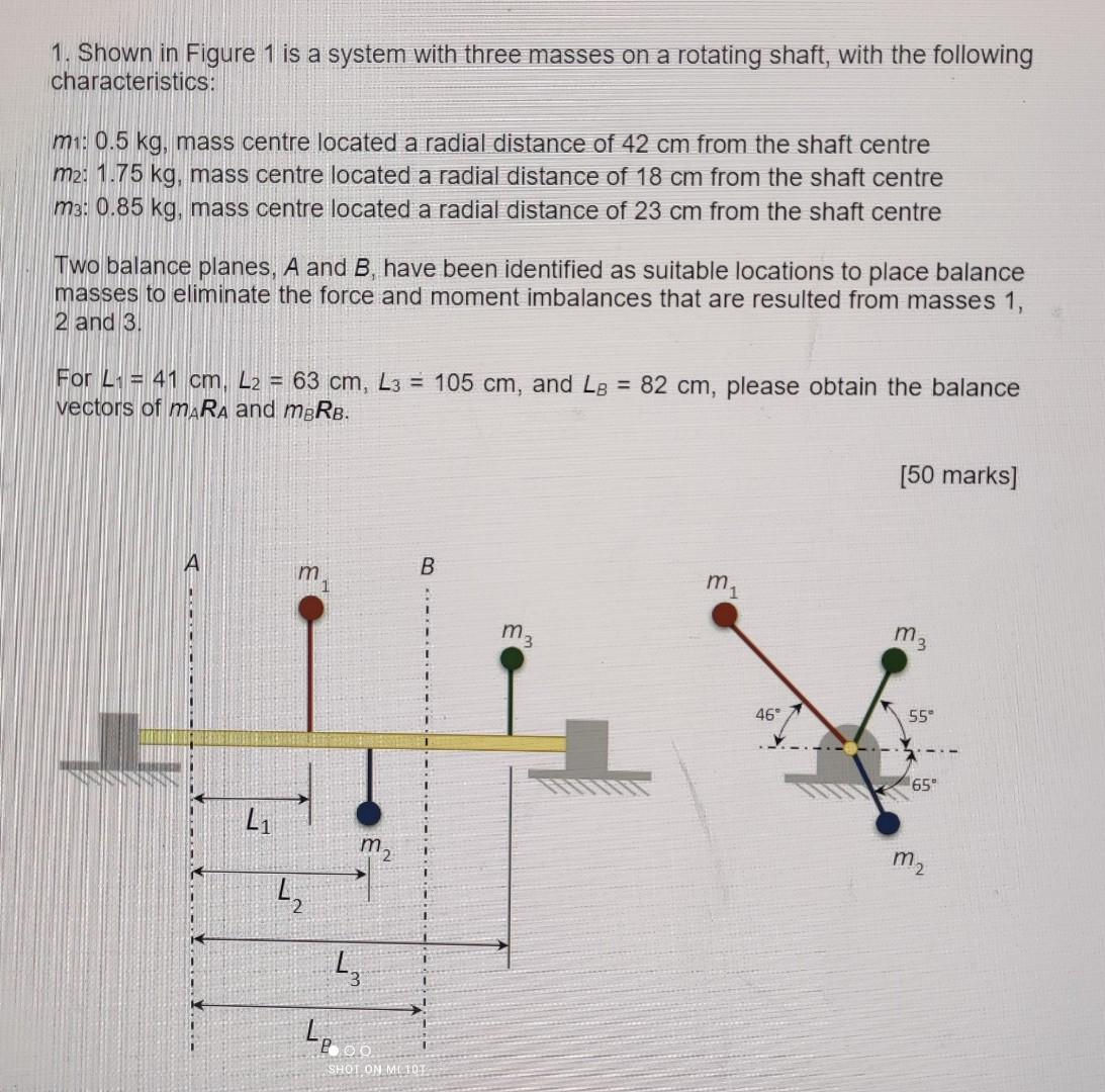 Solved 1. Shown in Figure 1 is a system with three masses on | Chegg.com