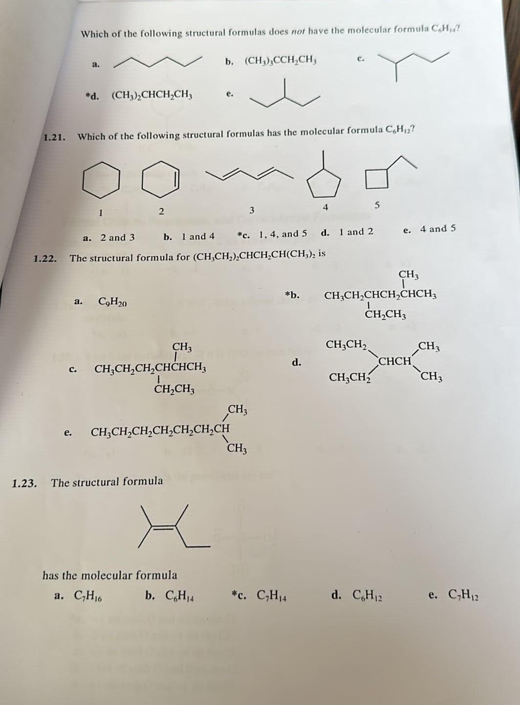 Solved Which of the following structural formulas does not | Chegg.com