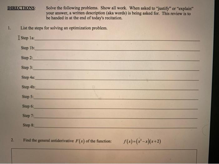 Solved DIRECTIONS: Solve the following problems. Show all | Chegg.com