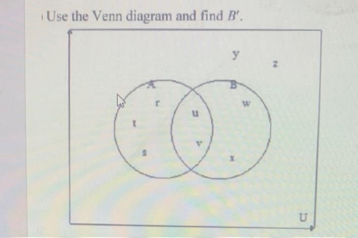 Solved Use the Venn diagram and find B′. | Chegg.com