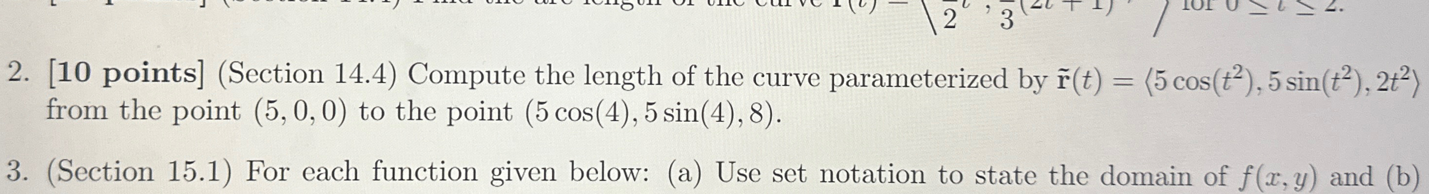 Solved [10 ﻿points] (Section 14.4) ﻿Compute the length of | Chegg.com