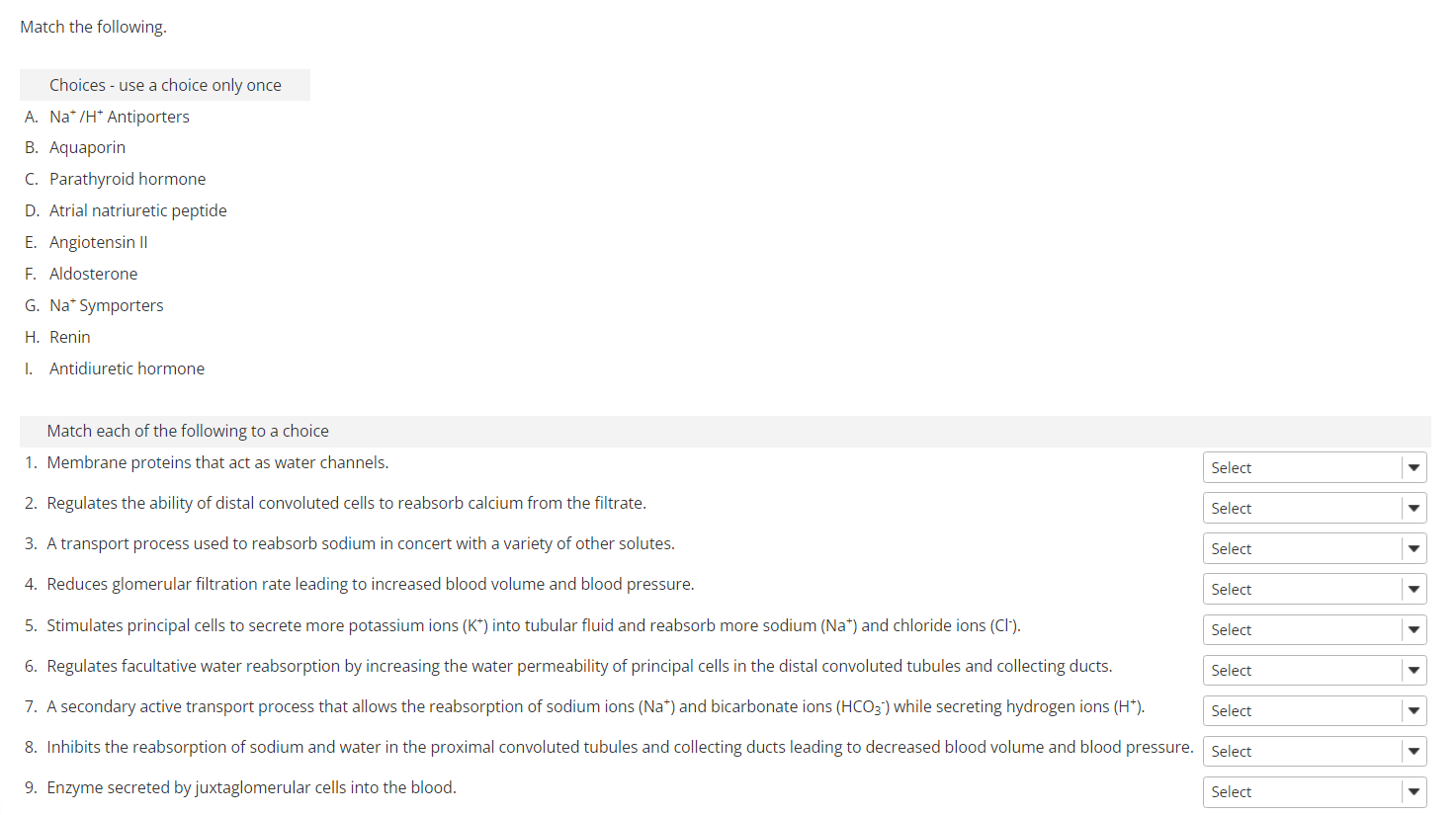 Solved Match the following.Choices - ﻿use a choice only | Chegg.com