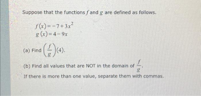 Solved Suppose that the functions and g are defined as | Chegg.com