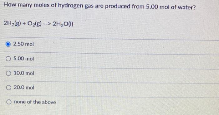 Solved How many moles of hydrogen gas are produced from 5.00 | Chegg.com