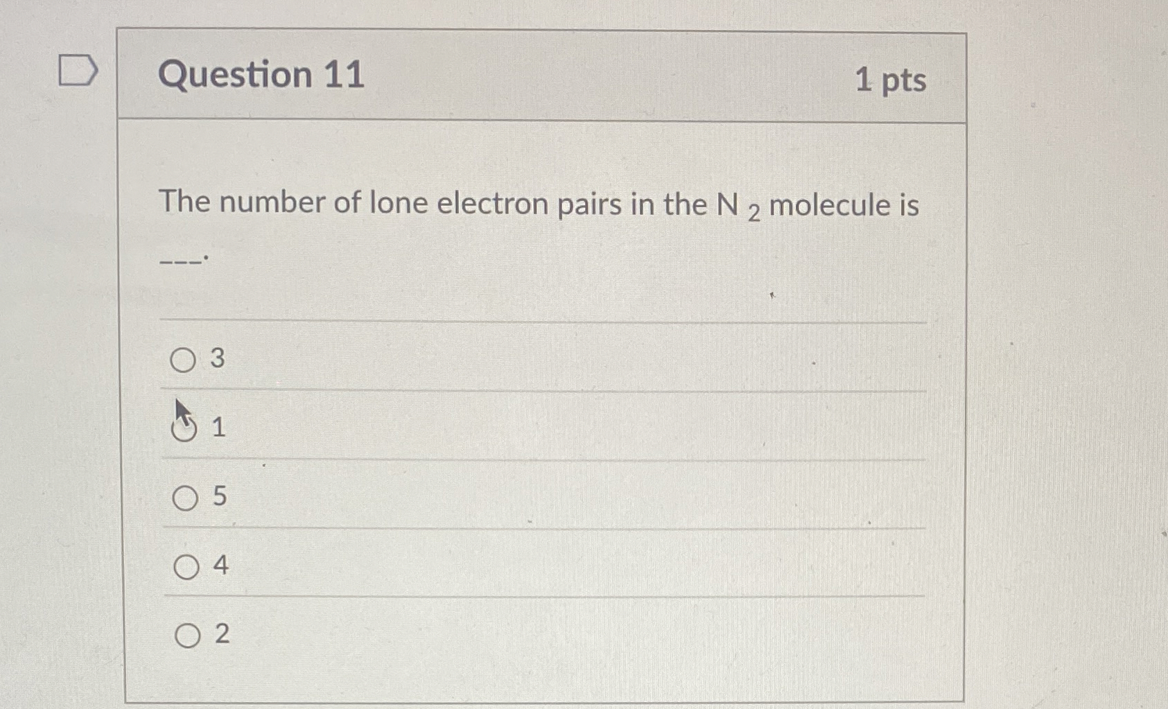 Solved Question 111 ﻿ptsThe number of lone electron pairs in | Chegg.com