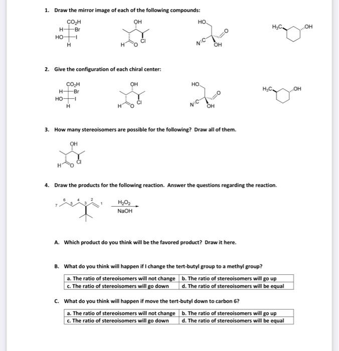 Solved 1. Draw the mirror image of each of the following | Chegg.com