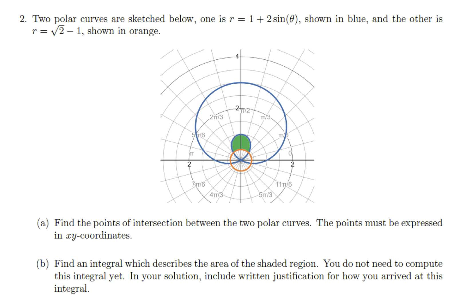 Solved Two polar curves are sketched below, one is | Chegg.com