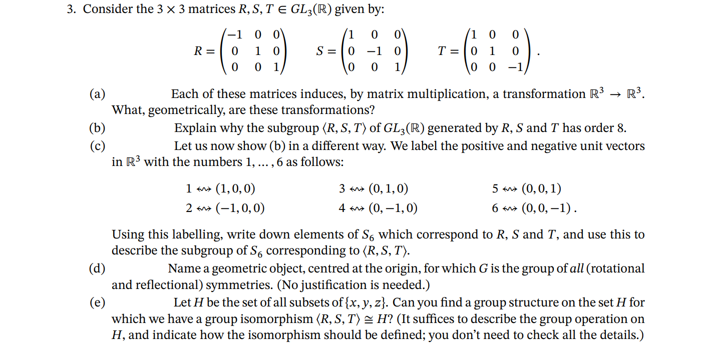 Solved Consider The 3×3 ﻿matrices Rstingl3r ﻿given 