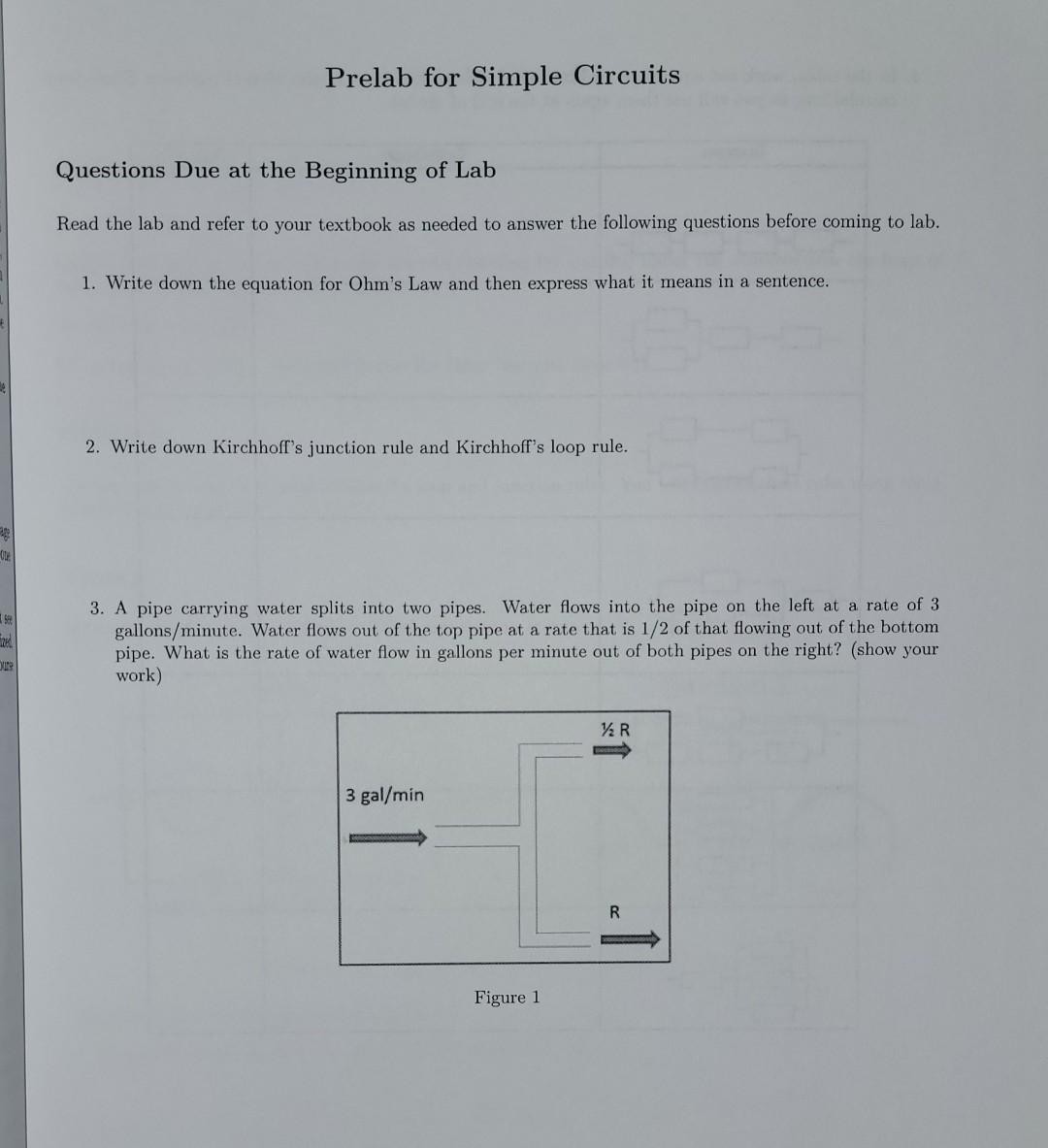 Solved Prelab for Simple Circuits Zestions Due at the | Chegg.com