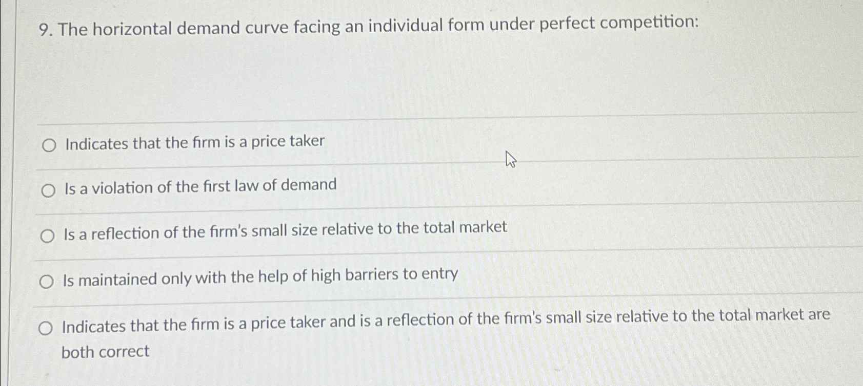 Solved The horizontal demand curve facing an individual form | Chegg.com