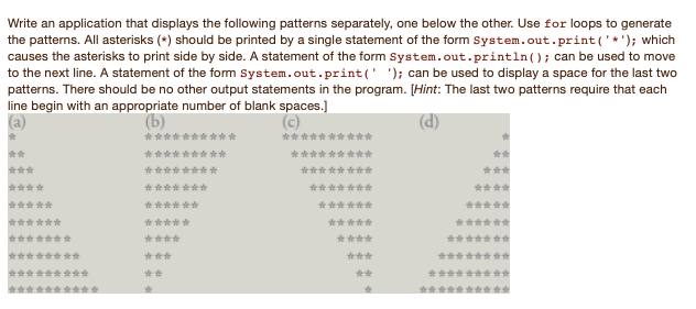 Write an application that displays the following | Chegg.com