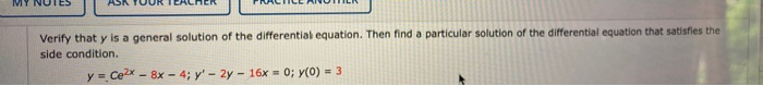 Solved Verify that y is a general solution of the | Chegg.com