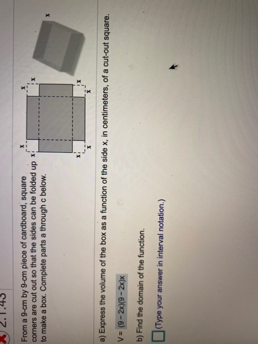 Solved From a 9-cm by 9-cm piece of cardboard, square | Chegg.com
