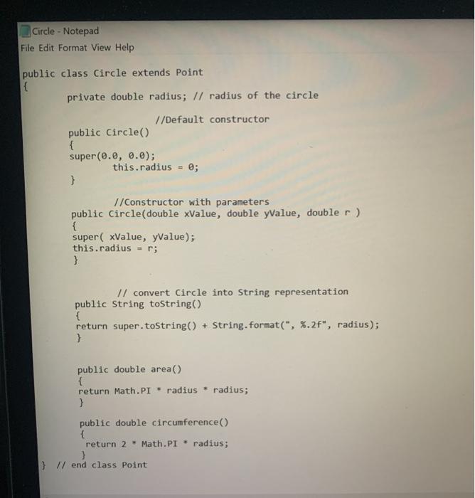 Solved Download class Point and class Circle from Canvas | Chegg.com