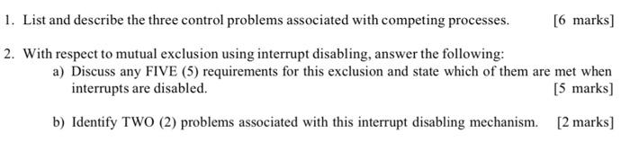 Solved List and describe the three control problems | Chegg.com
