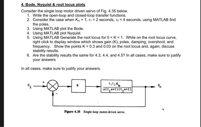 4. Bode, Nyquist \& root locus plots Consider the | Chegg.com
