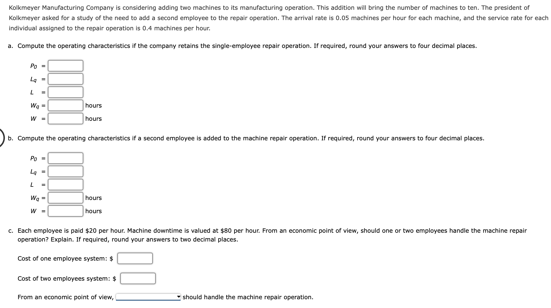 Solved Problem 15-33 (Algorithmic)Kolkmeyer Manufacturing | Chegg.com