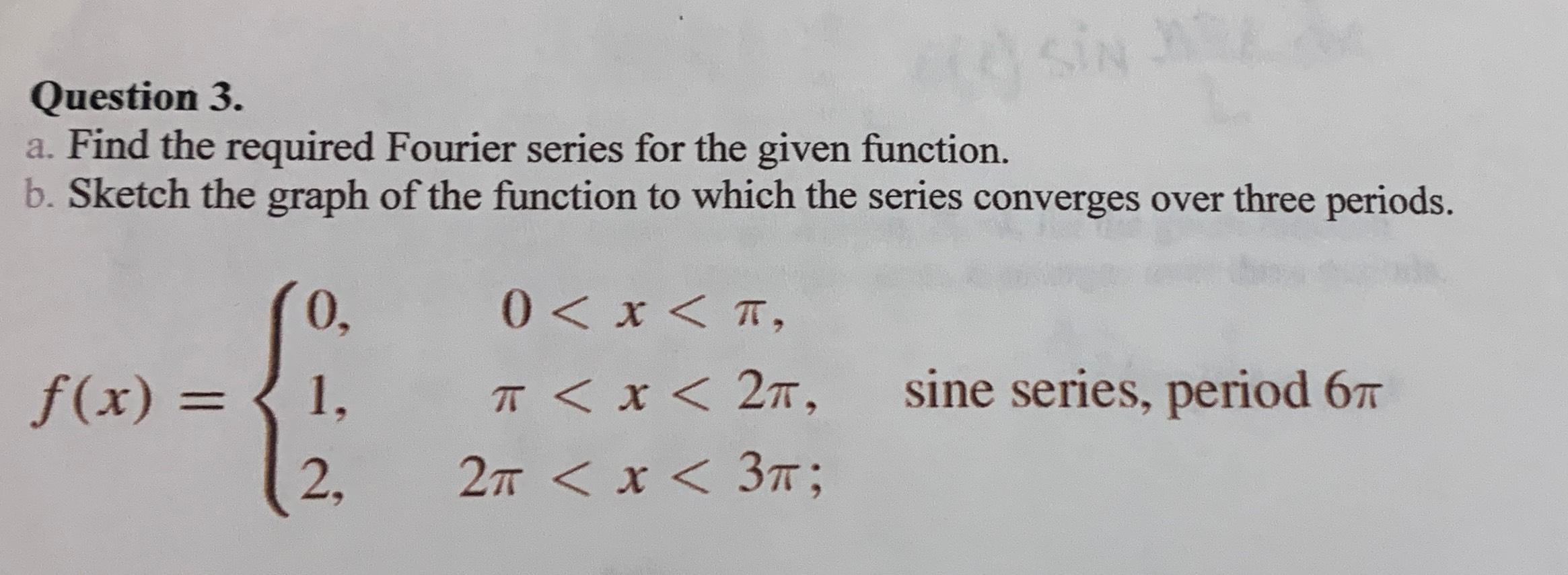 Solved Question 3.a. ﻿Find the required Fourier series for | Chegg.com
