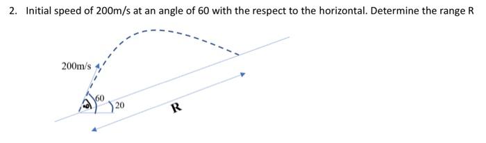 Solved 2. Initial speed of 200m/s at an angle of 60 with the | Chegg.com