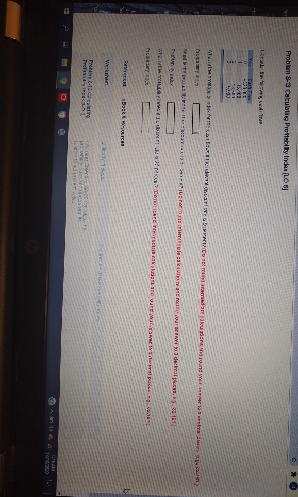 Solved Problem 8-13 Calculating Profitability Index [LO 6] | Chegg.com