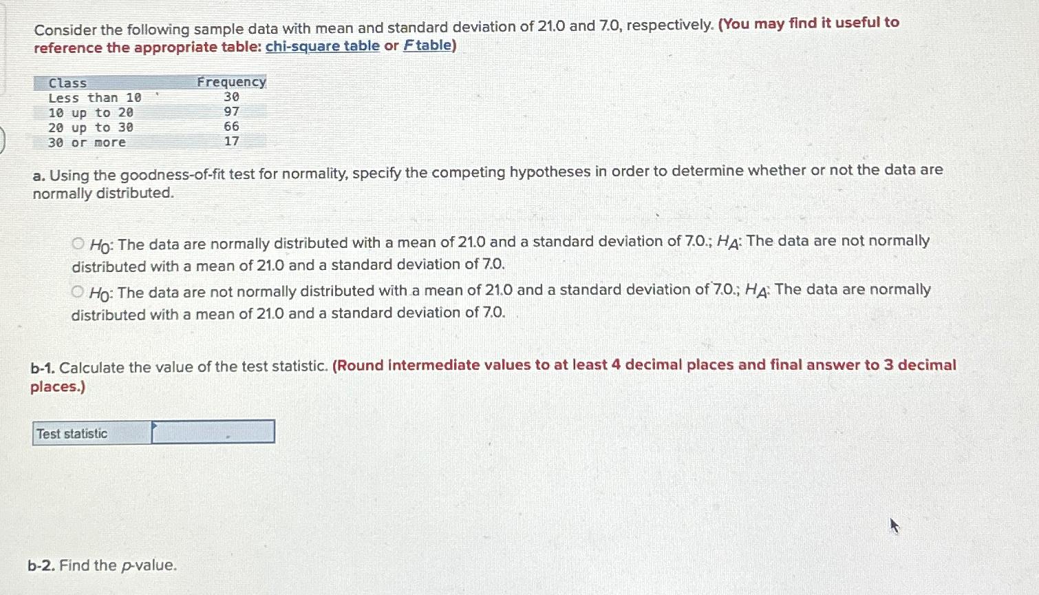 Solved Consider the following sample data with mean and | Chegg.com