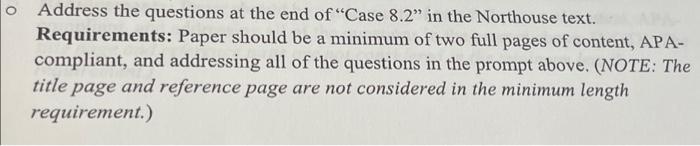 Solved Address the questions at the end of "Case 8.2" in the | Chegg.com