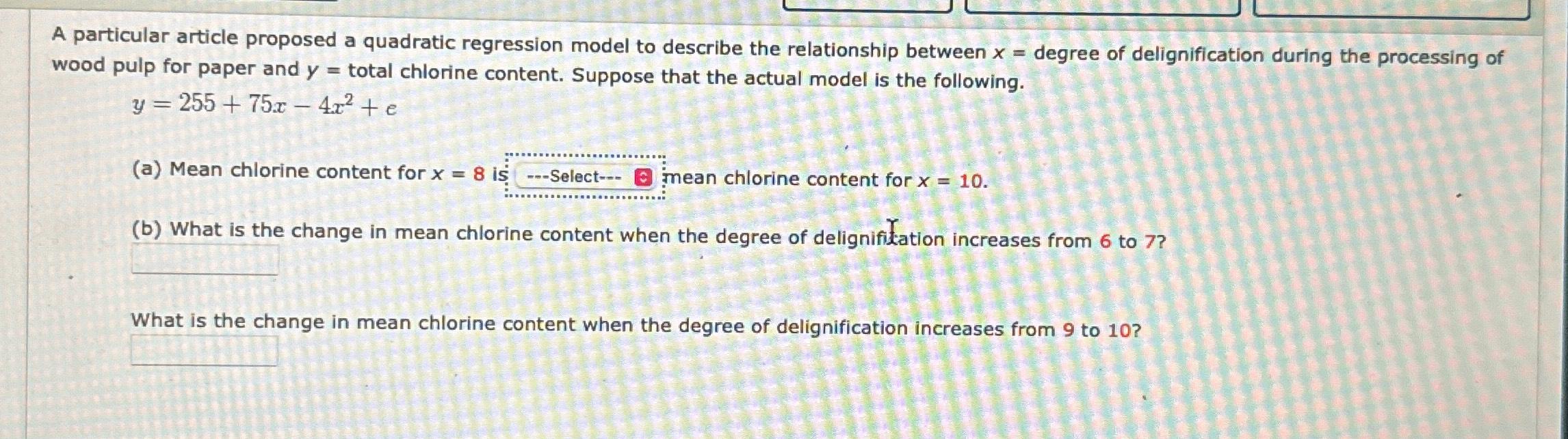 Solved A particular article proposed a quadratic regression | Chegg.com