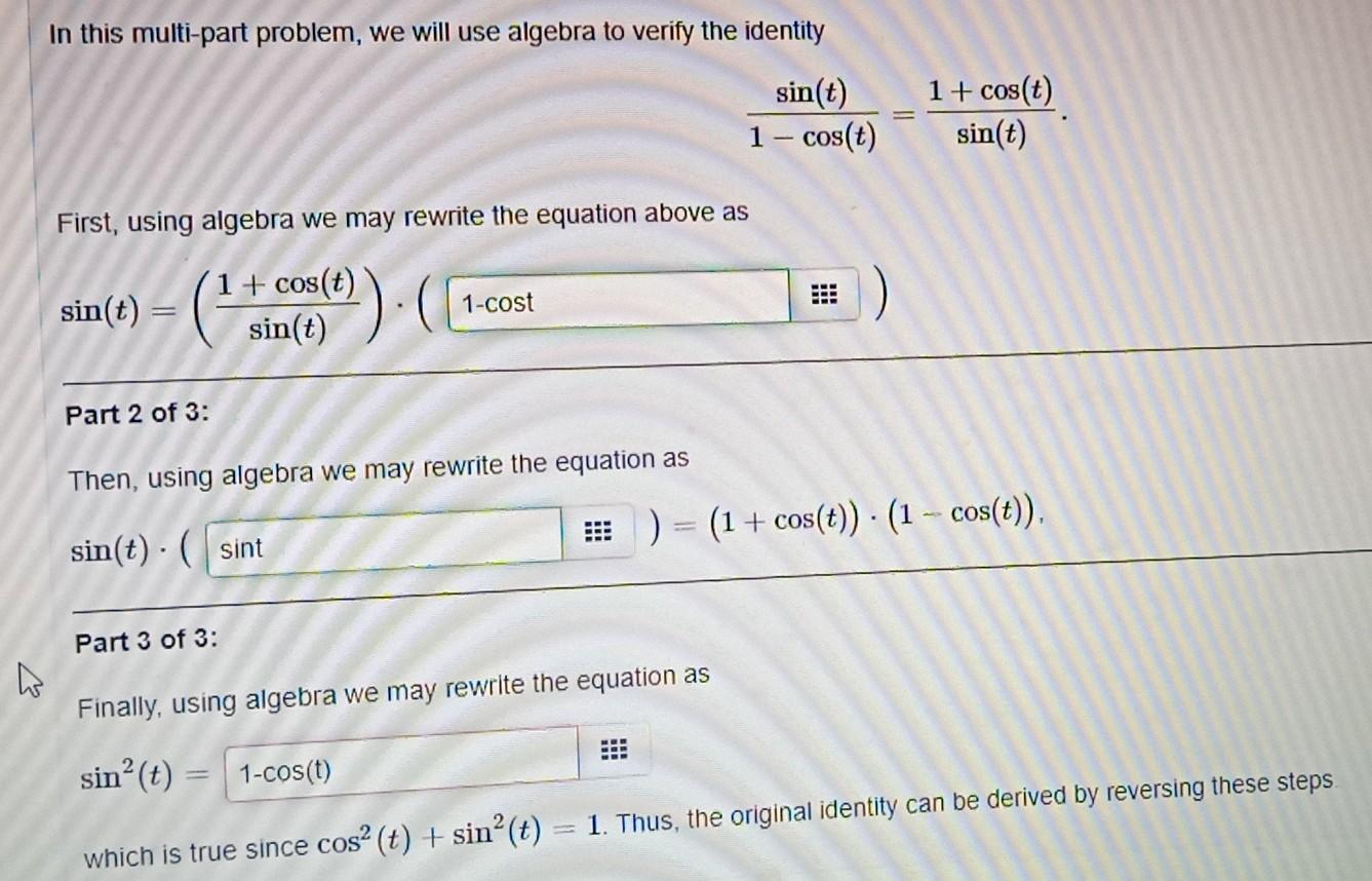 Solved In this multi-part problem, we will use algebra to | Chegg.com