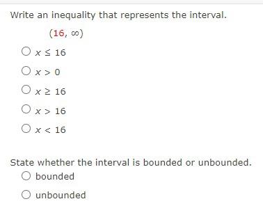 Write an inequality that represents the interval. | Chegg.com