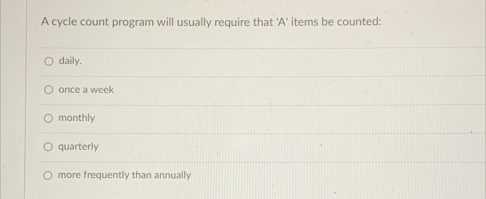 Solved A cycle count program will usually require that ' A ' | Chegg.com