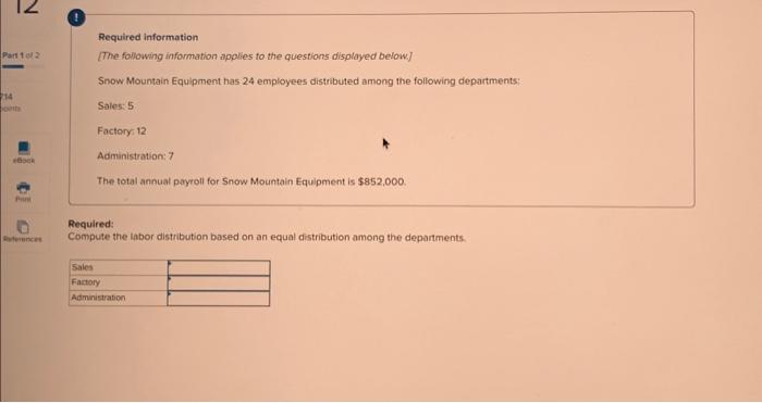 Required information [The following information | Chegg.com