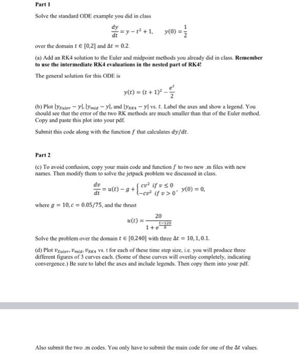 Part 1 Solve the standard ODE example you did in | Chegg.com
