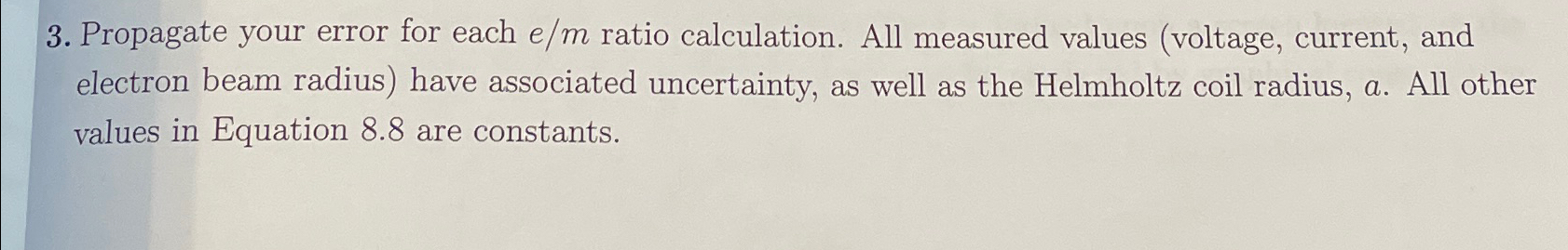 Propagate your error for each em ﻿ratio calculation. | Chegg.com