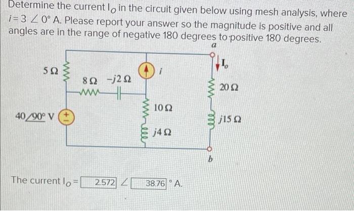 [Solved]: Determine the current lo in the circuit given bel