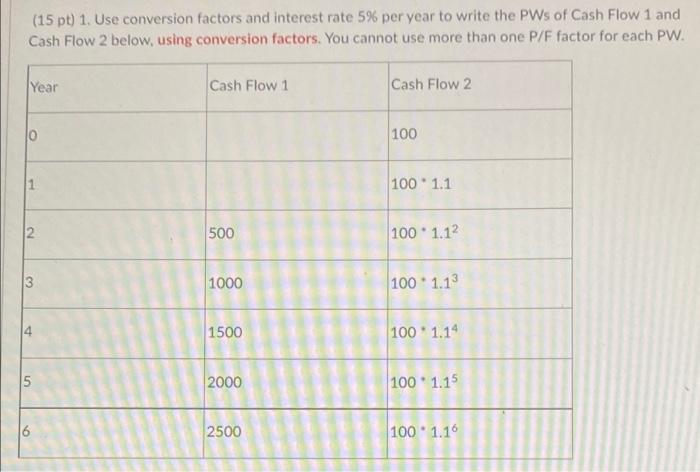 Solved (15 pt) 1. Use conversion factors and interest rate | Chegg.com