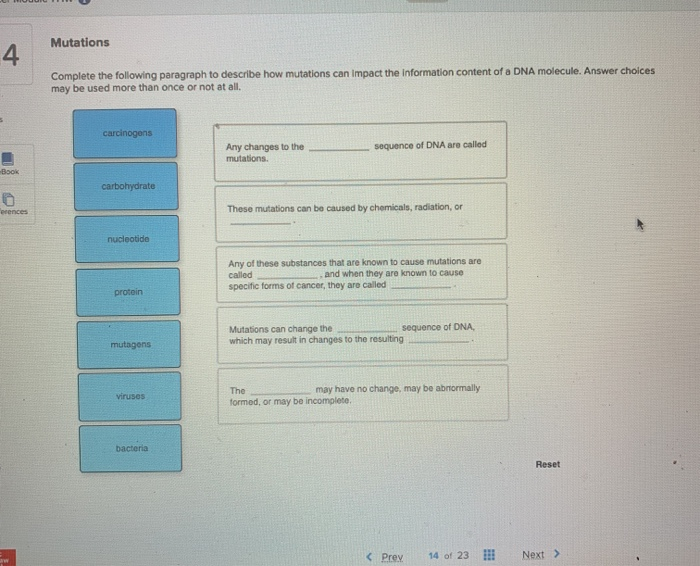 Solved Mutations Complete the following paragraph to | Chegg.com