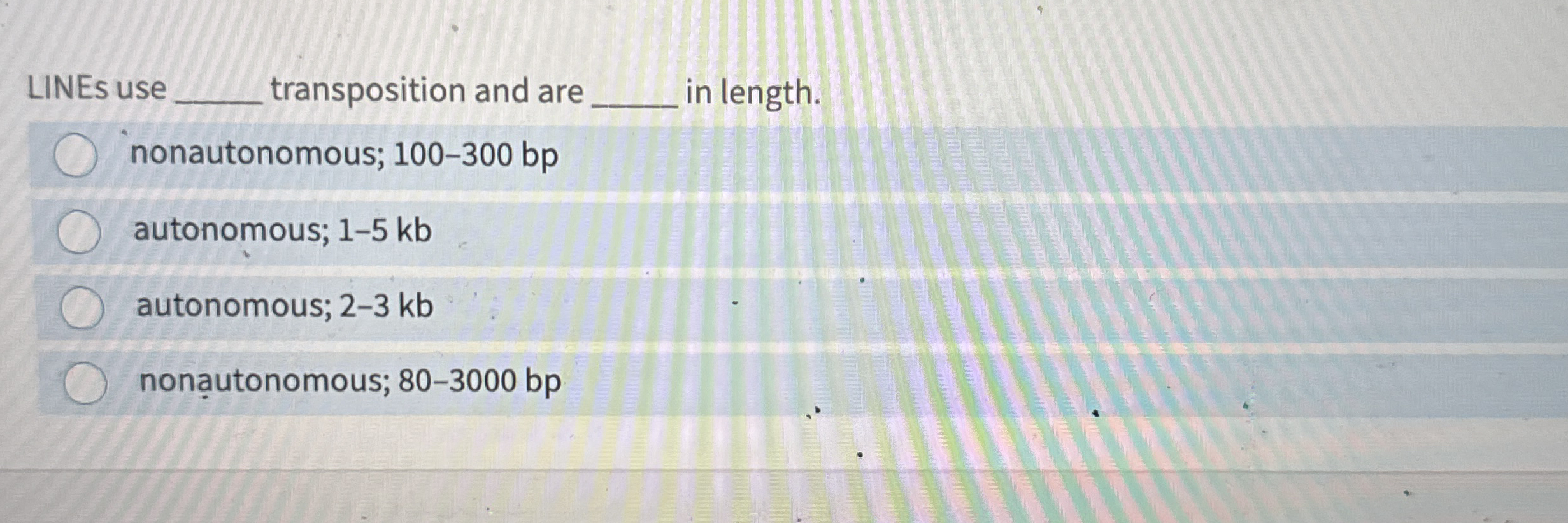 Solved LINEs use ﻿transposition and are ﻿in | Chegg.com