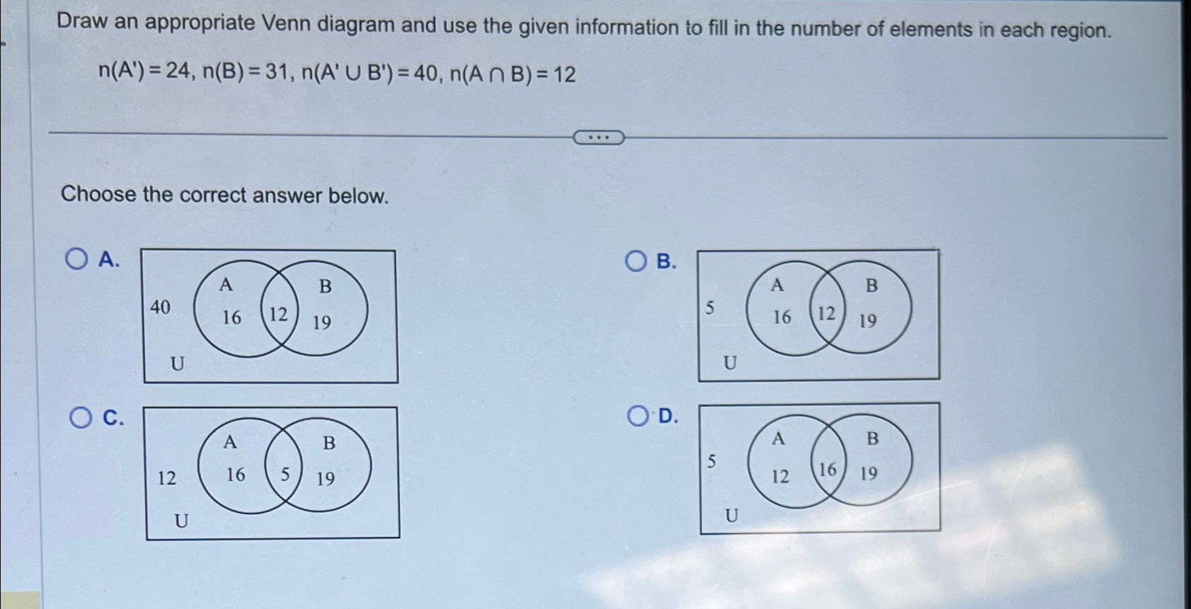 Solved Draw an appropriate Venn diagram and use the given | Chegg.com