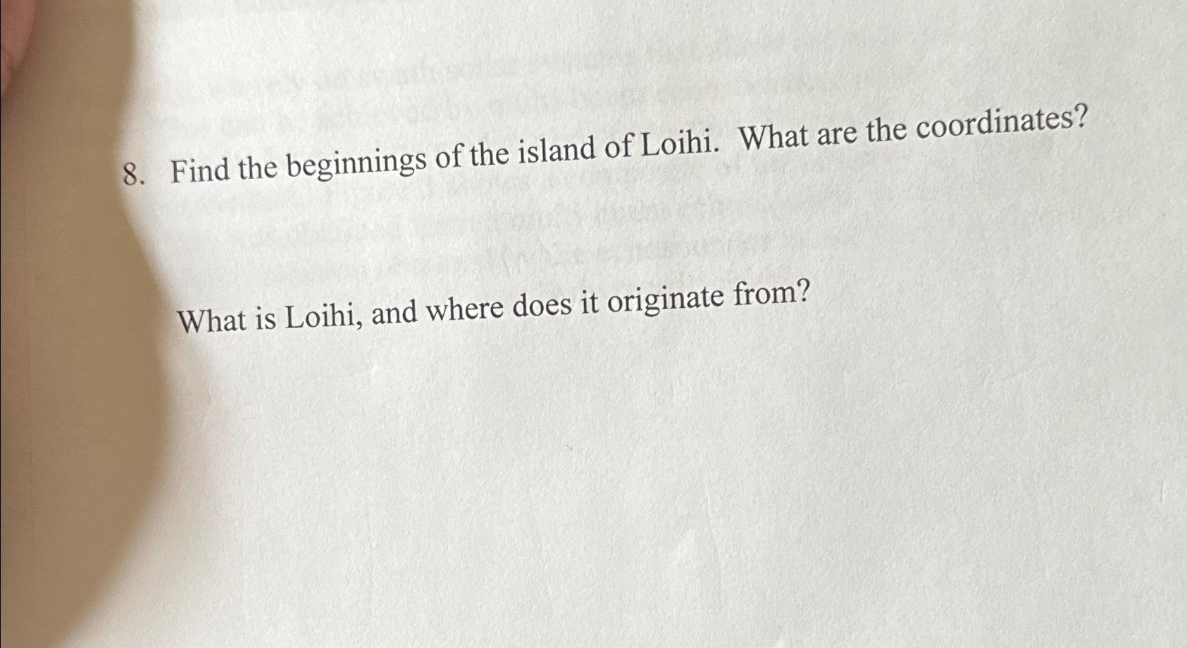Solved Find the beginnings of the island of Loihi. What are | Chegg.com