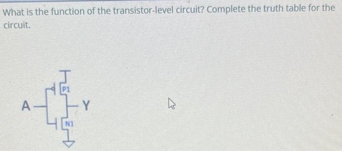 Solved What is the function of the transistor-level circuit? | Chegg.com