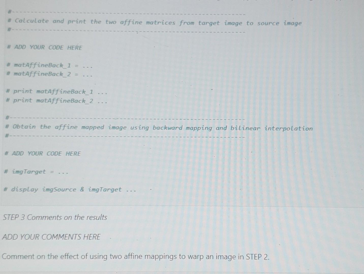 Solved -]: # STEP 2. Divide an image into two triangles and | Chegg.com