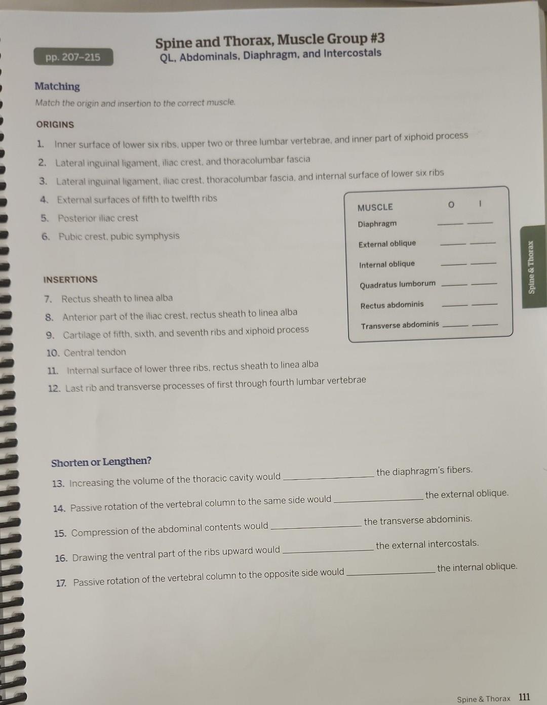 Solved Matching Match the origin and insertion to the | Chegg.com