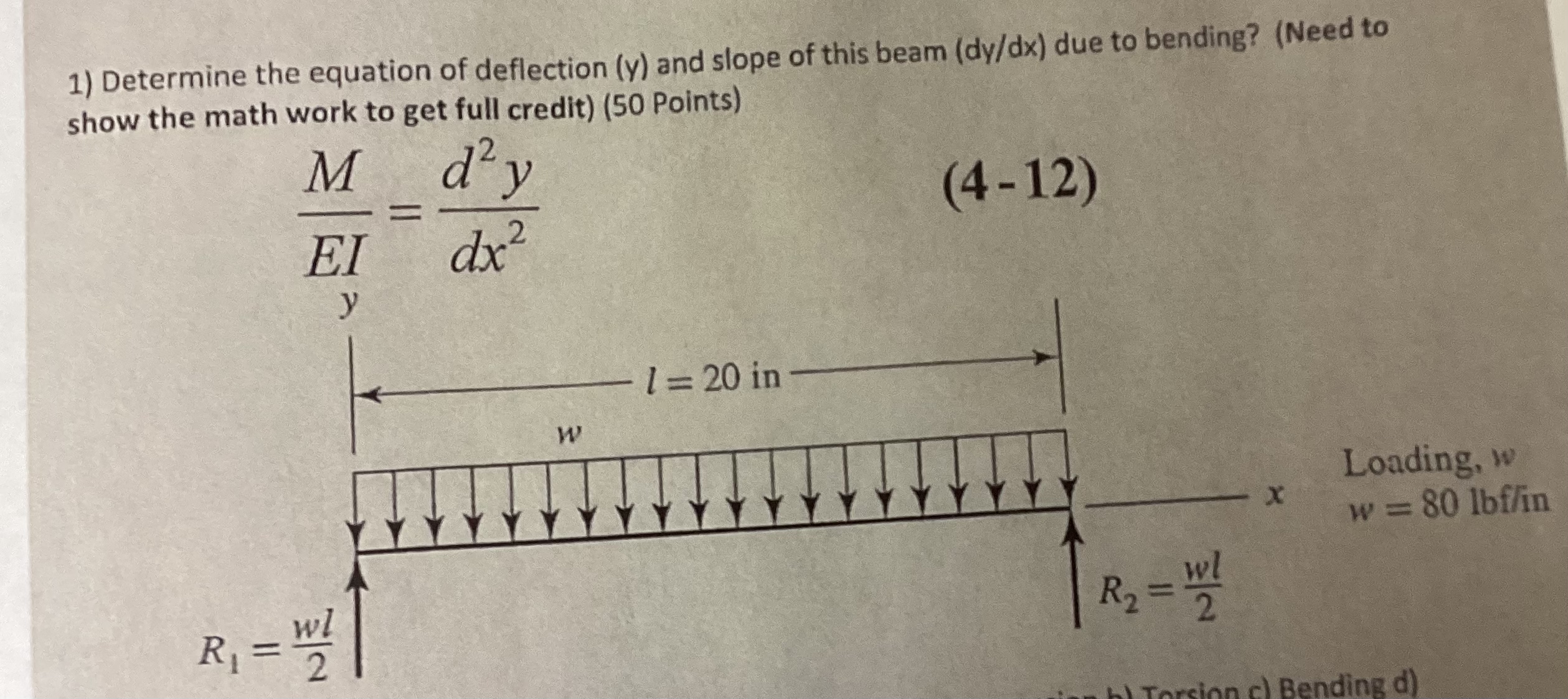 Solved Determine the equation of deflection ( y ) ﻿and slope | Chegg.com