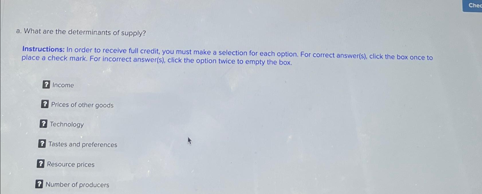 Solved a. ﻿What are the determinants of supply?Instructions: | Chegg.com