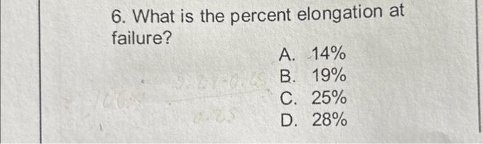 Solved 6. What is the percent elongation at failure? = 100% | Chegg.com