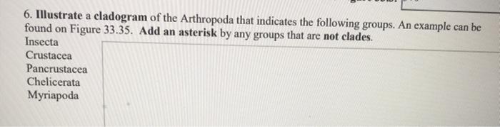 Solved 6. Illustrate a cladogram of the Arthropoda that | Chegg.com